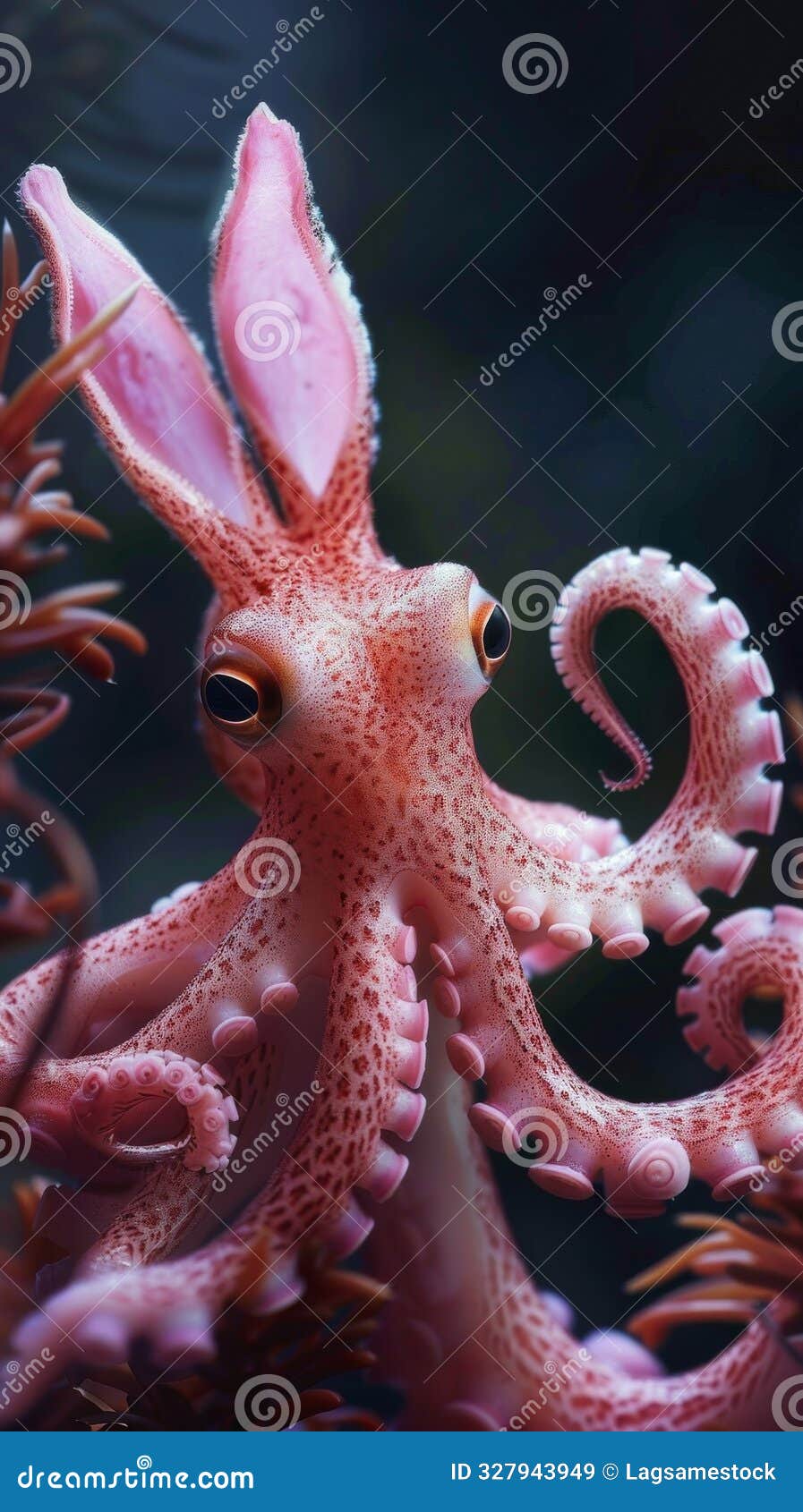 Octopus with rabbit ears stock illustration. Illustration of mammal ...