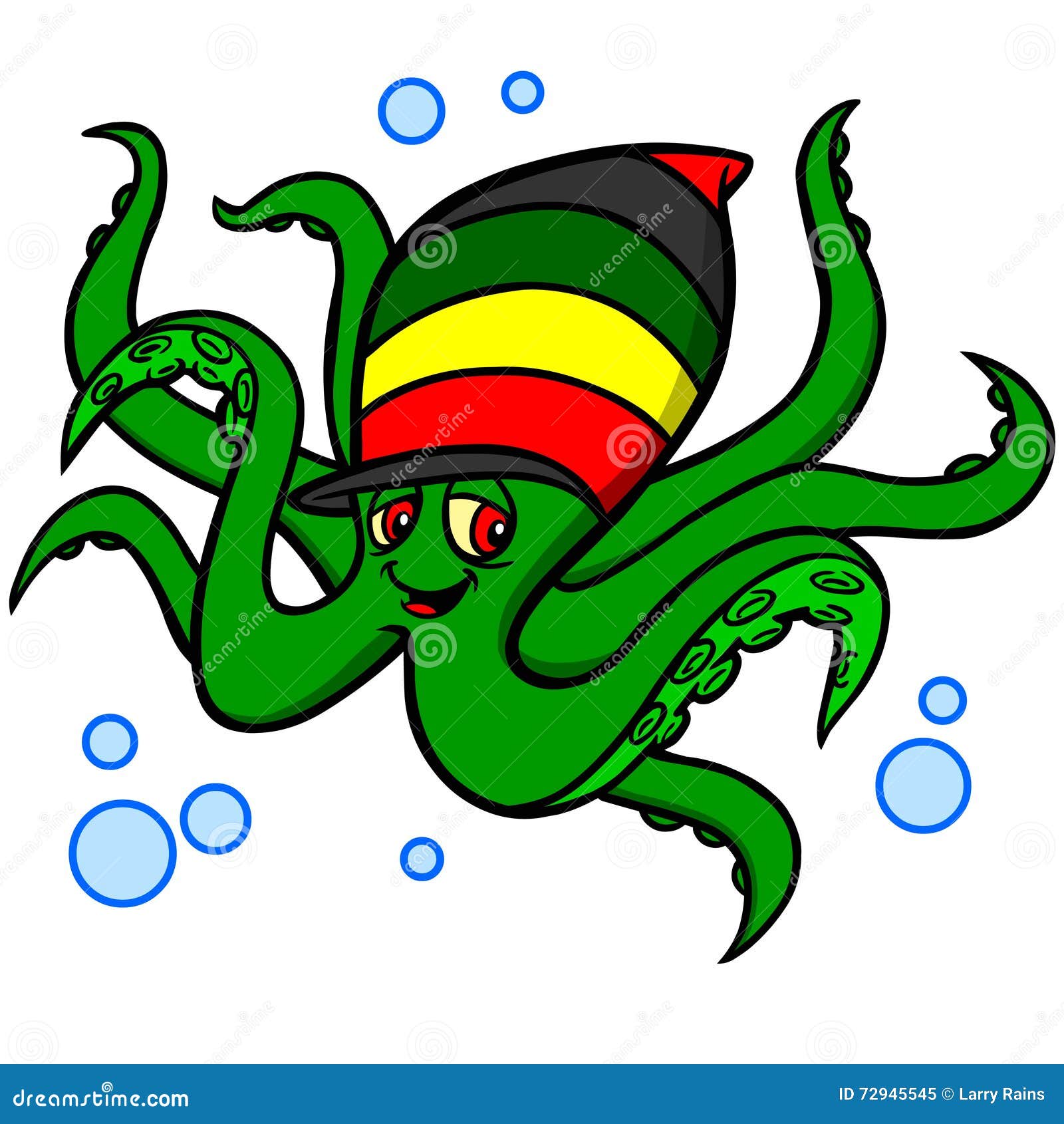 Octopus Rasta stock vector. Illustration of mascot, rastafarian - 72945545