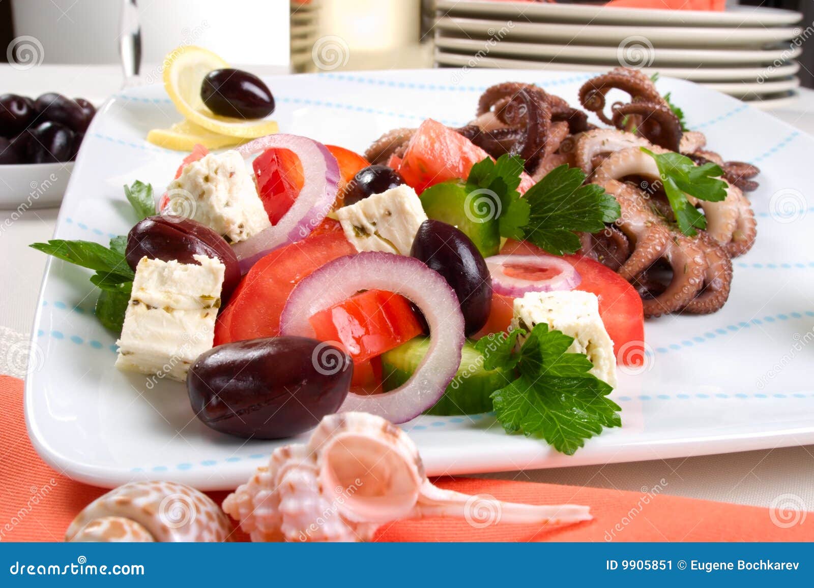 Octopus in red wine stock image. Image of cucumber, onion - 9905851