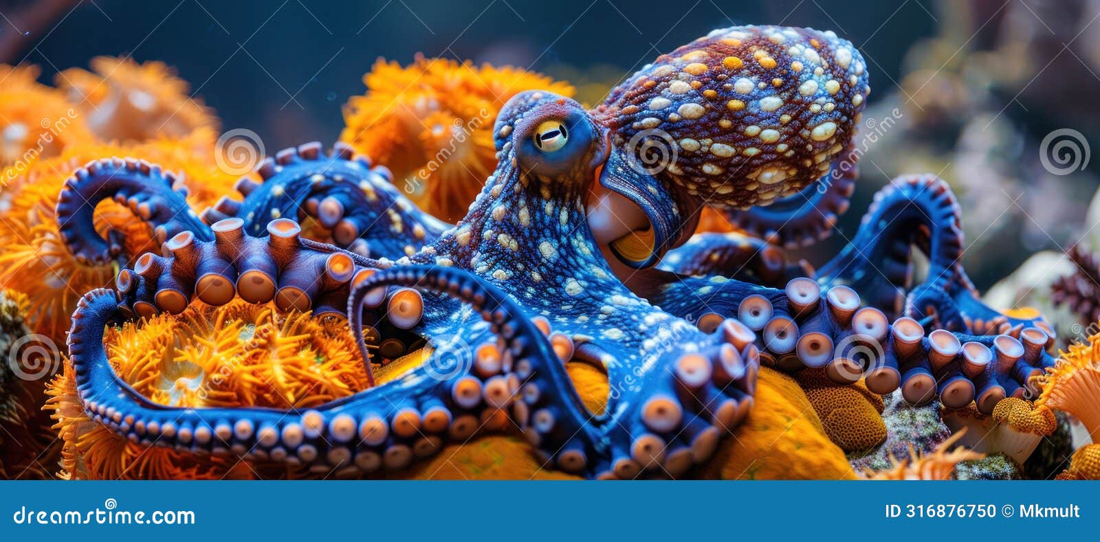 Octopus Resting on Coral stock photo. Image of suction - 316876750
