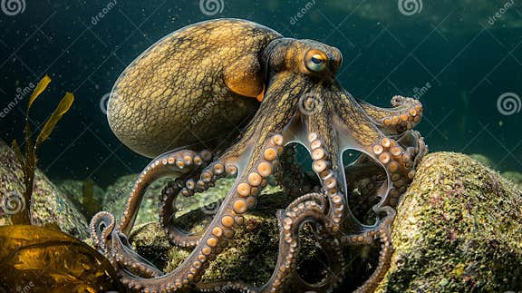 An Octopus Rests on Rocks in the Ocean Stock Photo - Image of world ...
