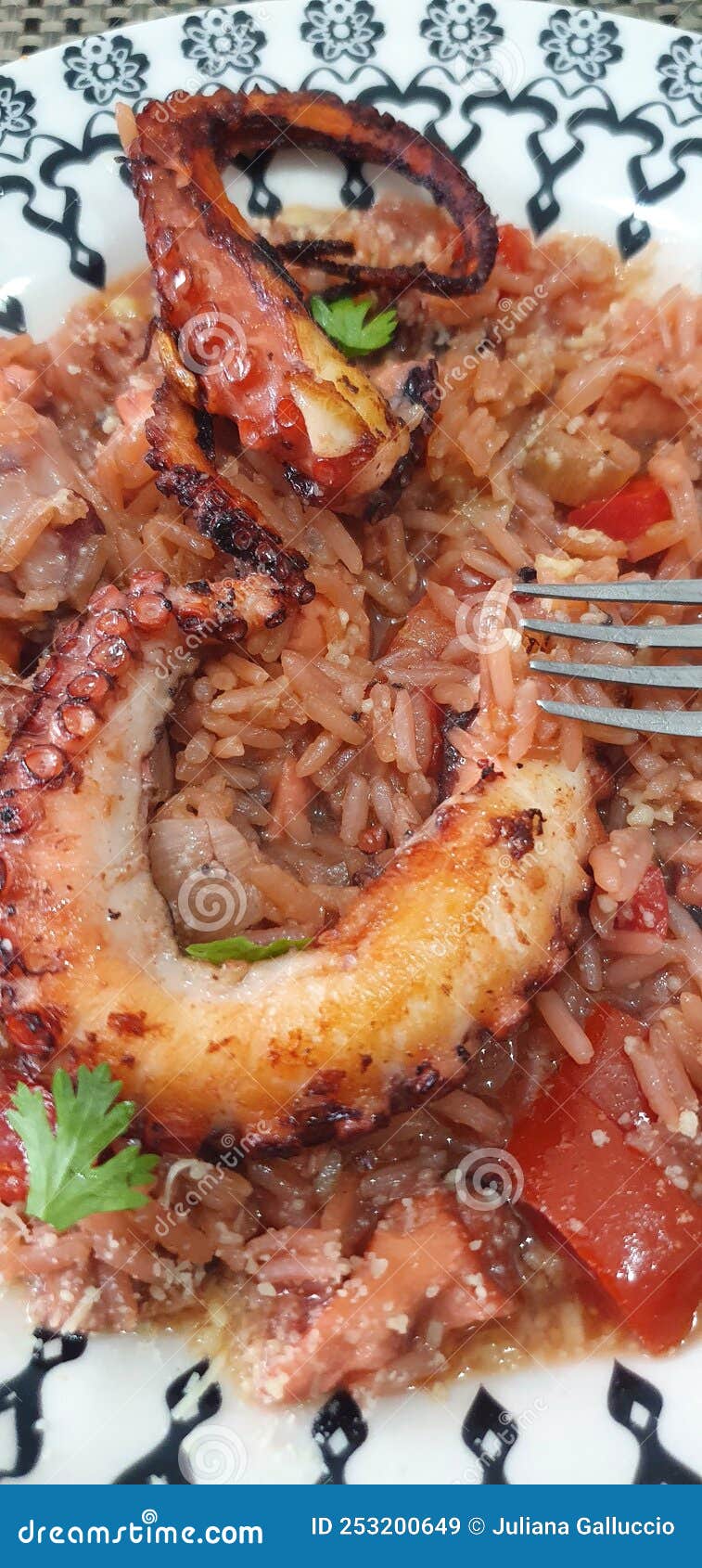 Octopus rice seafood stock image. Image of meat, curry - 253200649