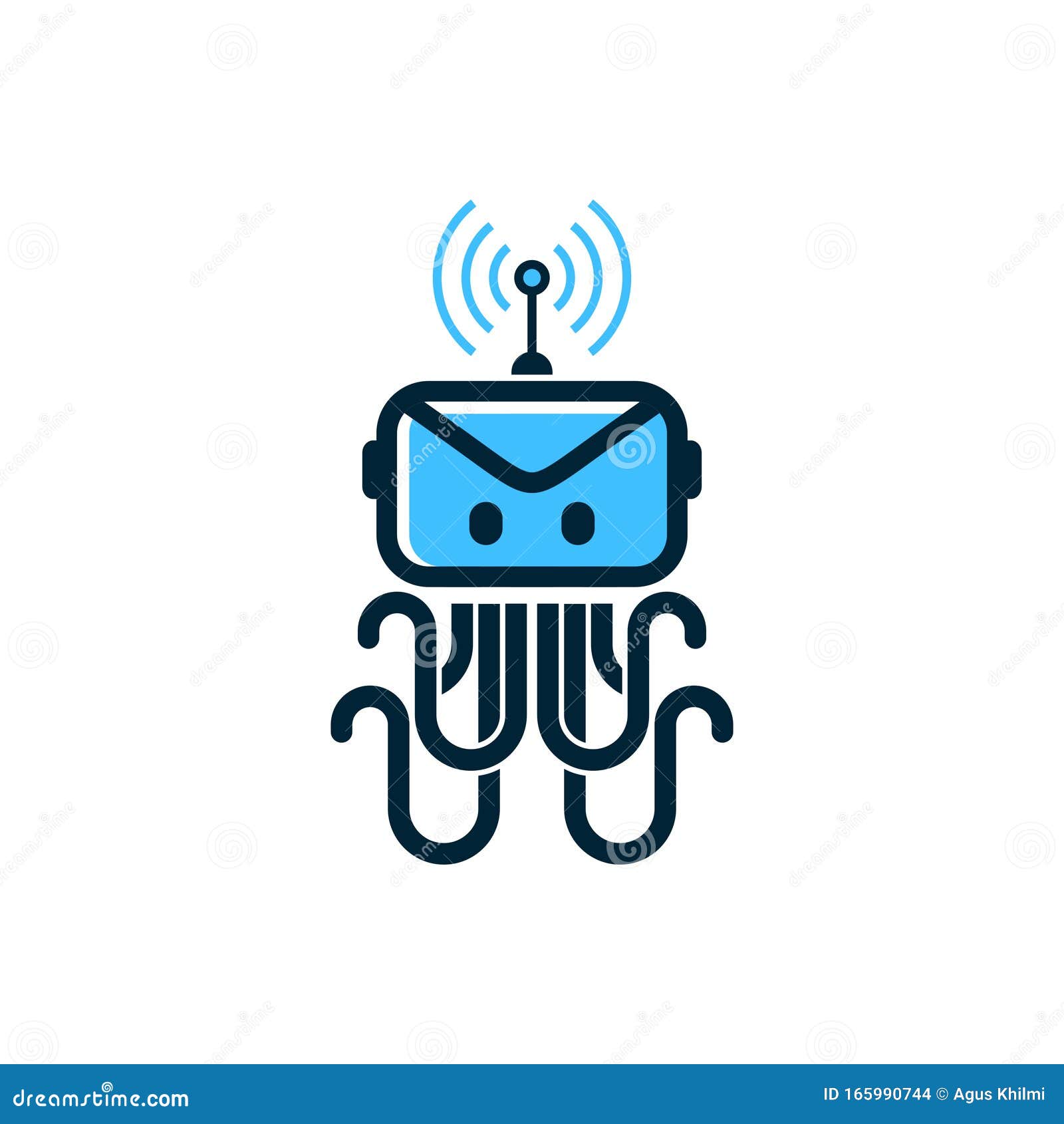 Octopus robot logo vector stock illustration. Illustration of character ...
