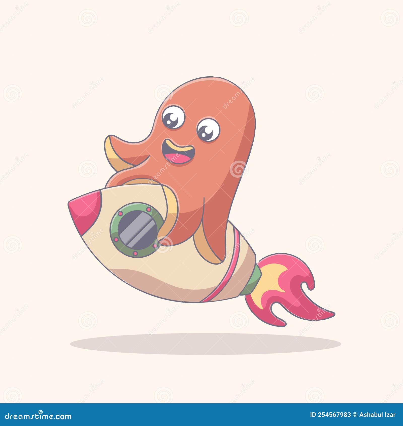 Octopus with rocket stock vector. Illustration of mammal - 254567983