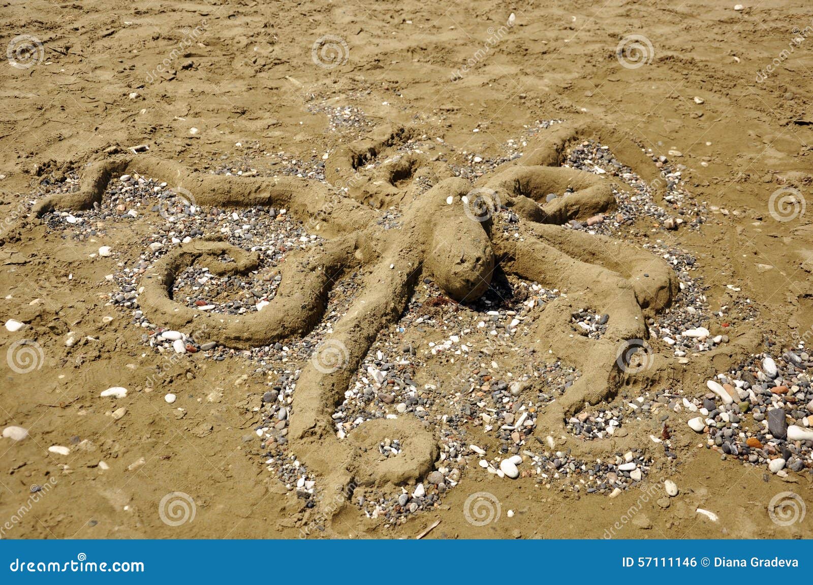 Octopus Sand Sculpture stock photo. Image of craft, sand - 57111146