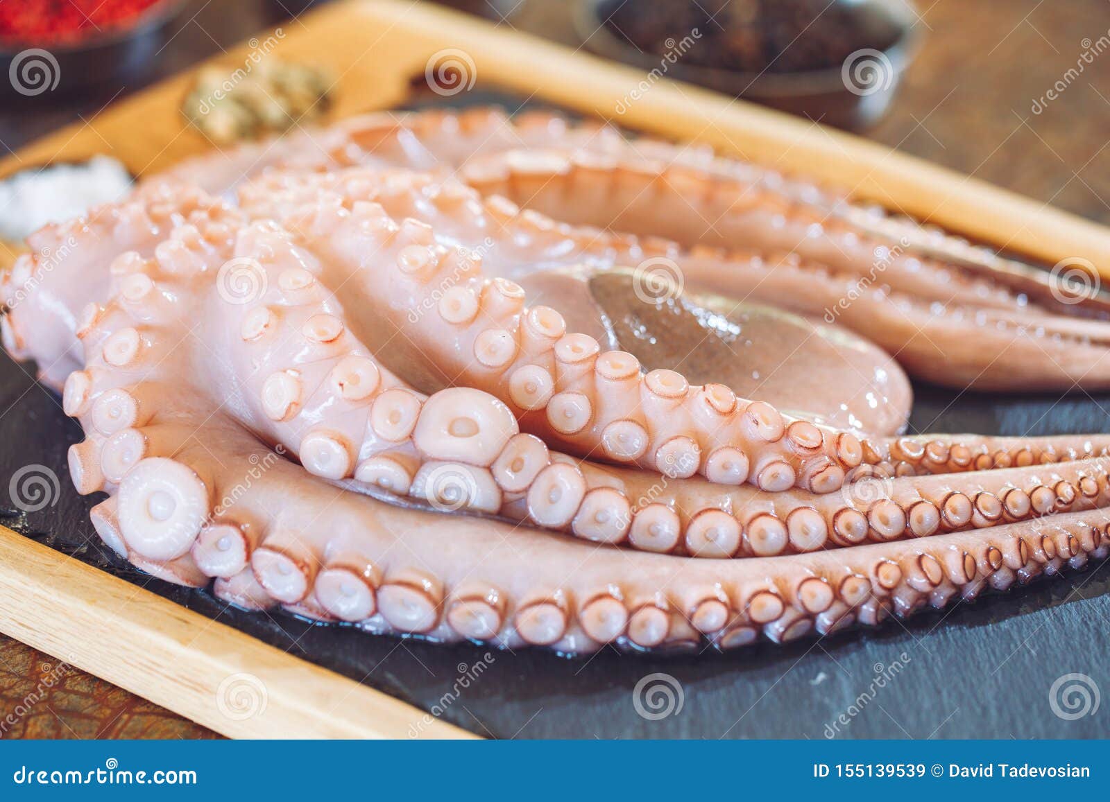 Octopus. Seafood in the Restaurant. Octopus is Prepared in the ...