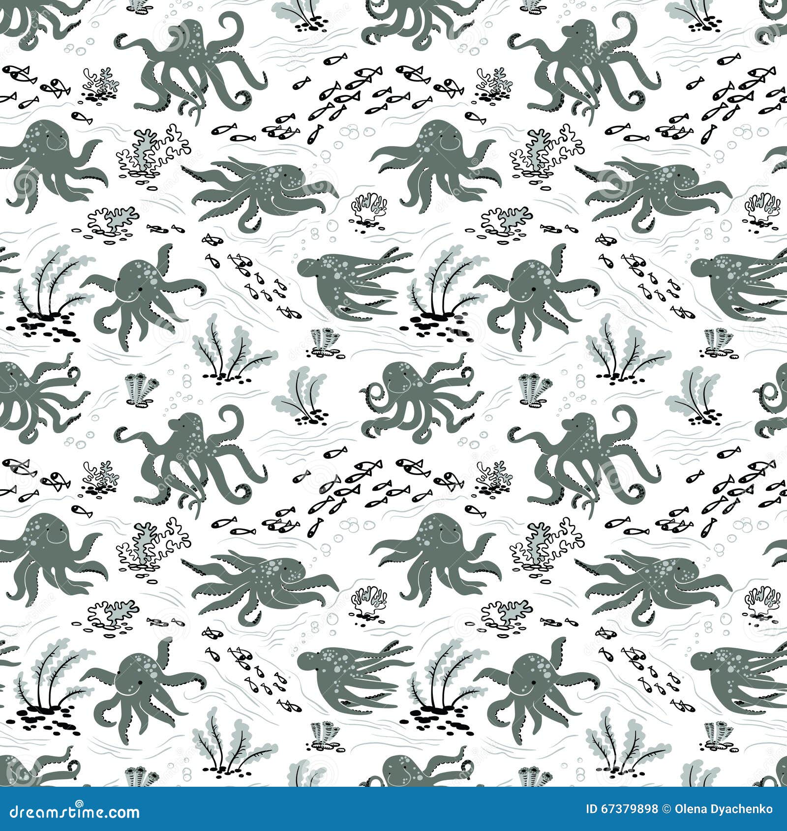 Octopus seamless pattern stock vector. Illustration of fish - 67379898