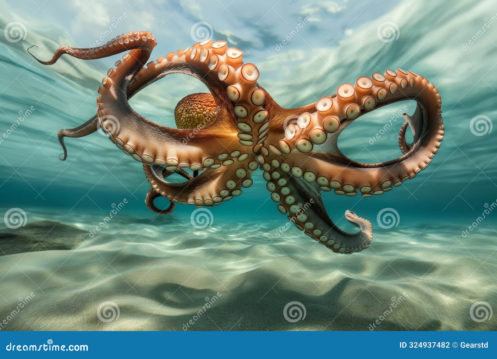 Octopus Showcasing Its Underside with Vibrant Colors Stock Photo ...