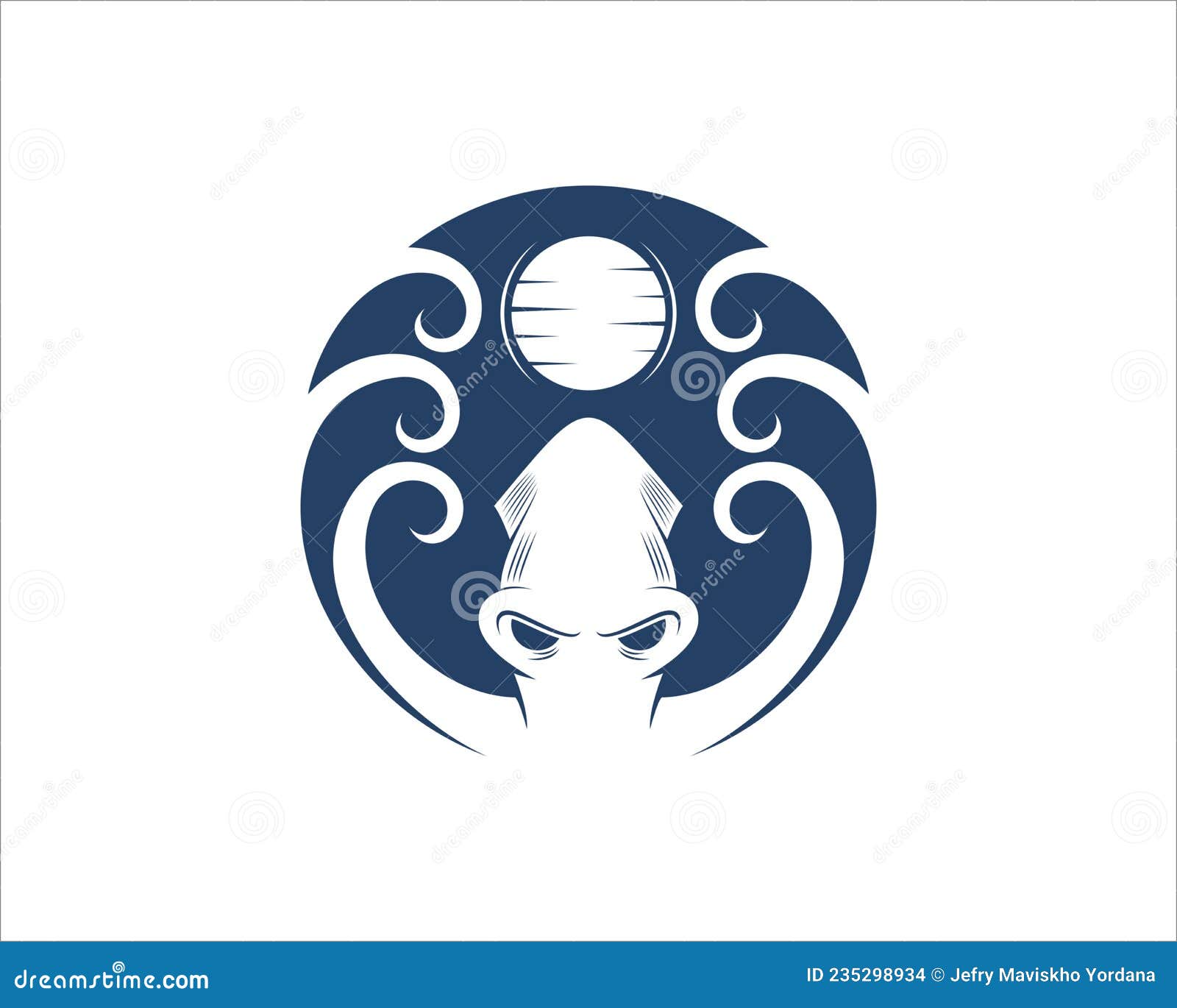 Octopus Silhouette in the Circle Logo Stock Illustration - Illustration ...