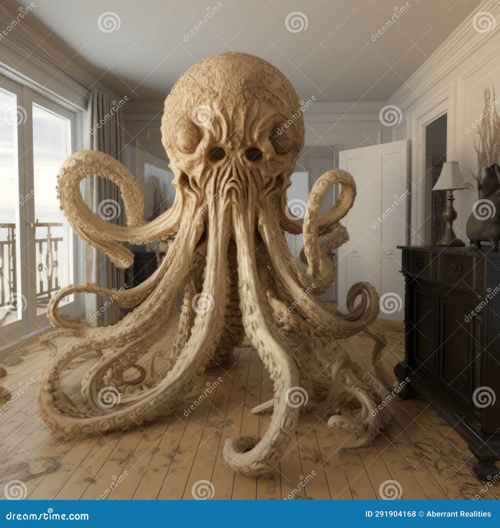 An Octopus is Sitting in the Middle of a Room Stock Illustration ...