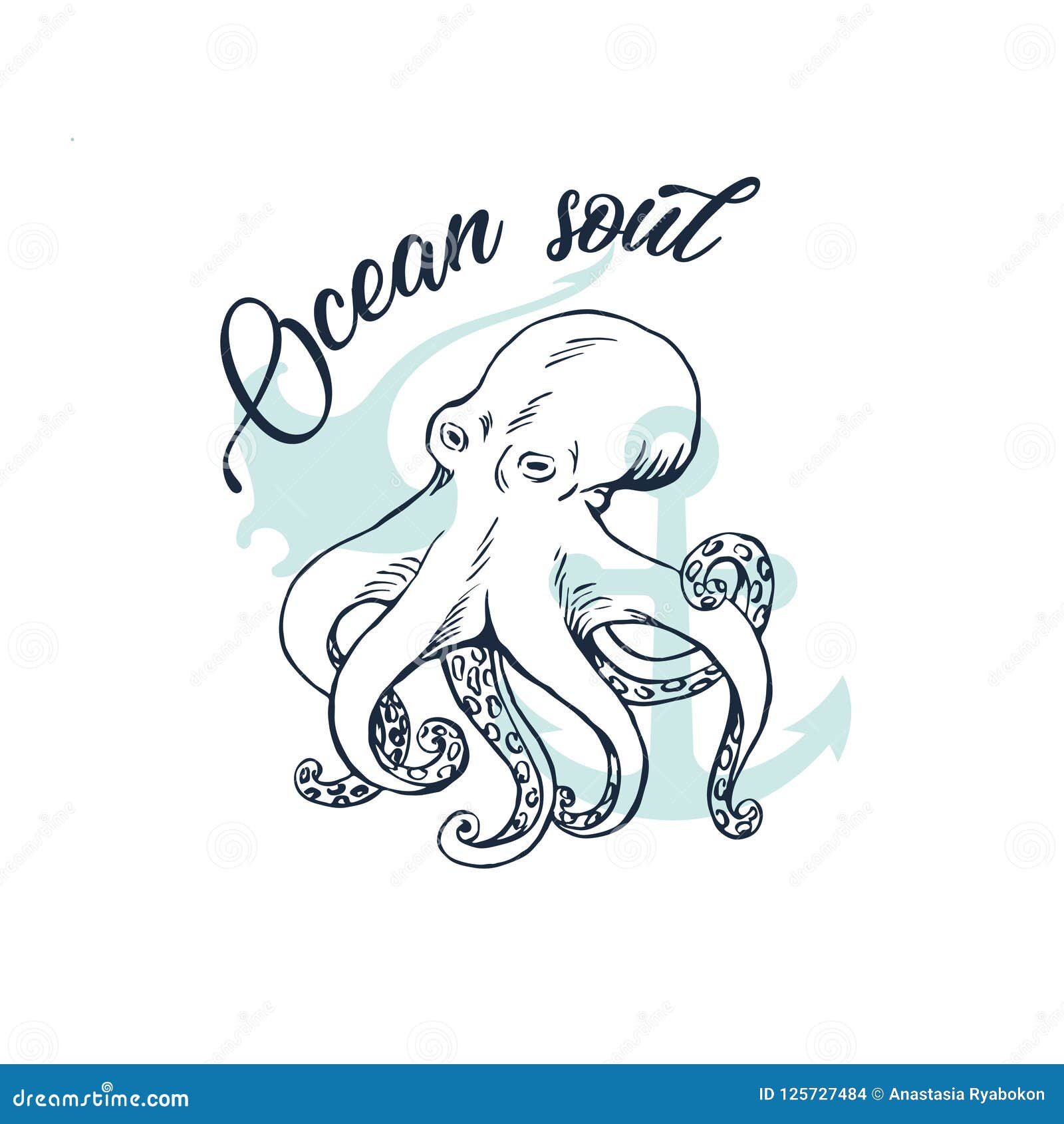 Octopus Sketch Drawing Print Design Vector Stock Vector - Illustration ...