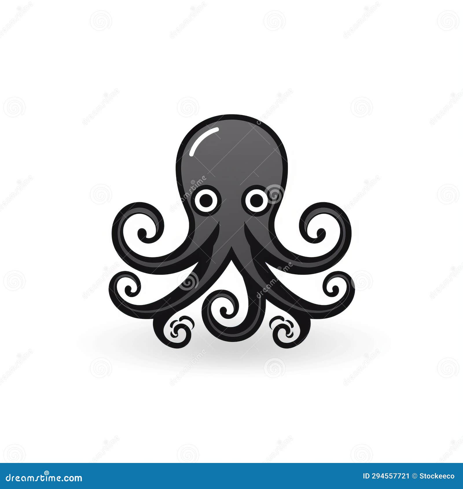 Cartoony Black Octopus Icon On White Background Royalty-Free Stock ...