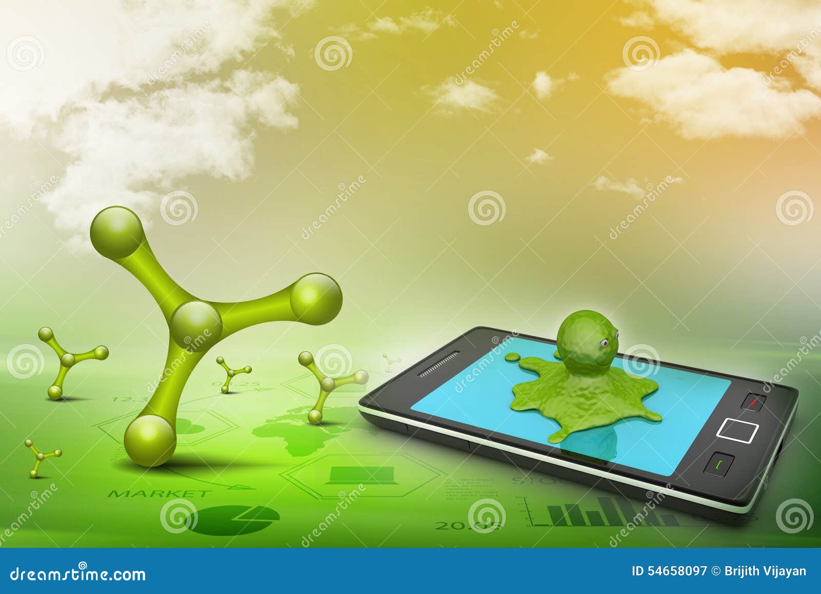 Octopus in smart phone stock illustration. Illustration of legs - 54658097