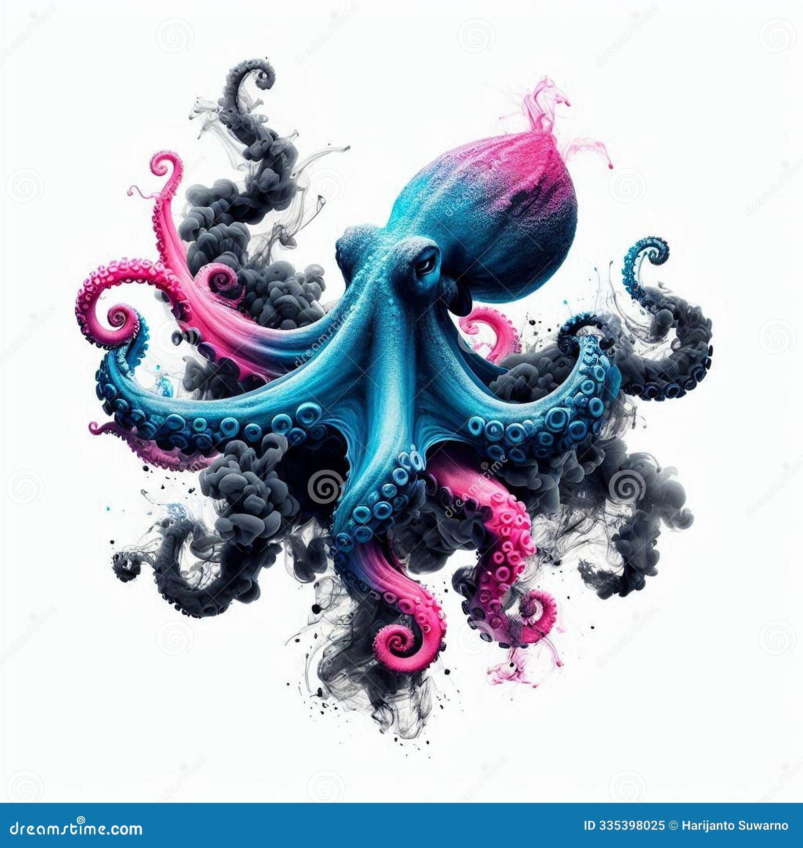 Octopus black ink stock illustration. Illustration of symbol - 335398025