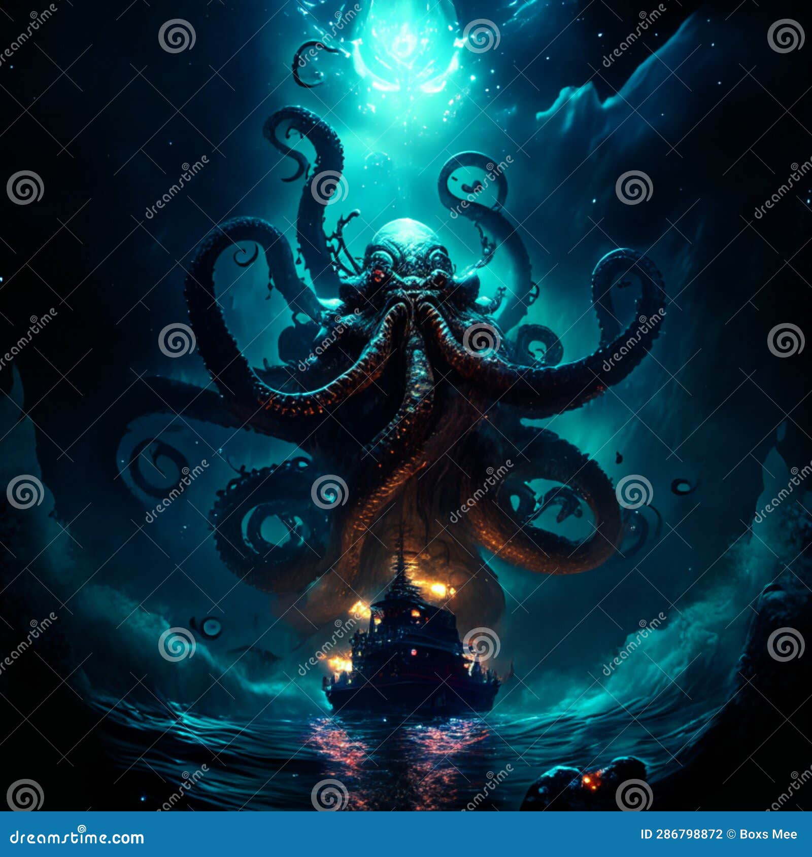 Octopus in Space. 3D Illustration. 3D CG. High Resolution Stock ...