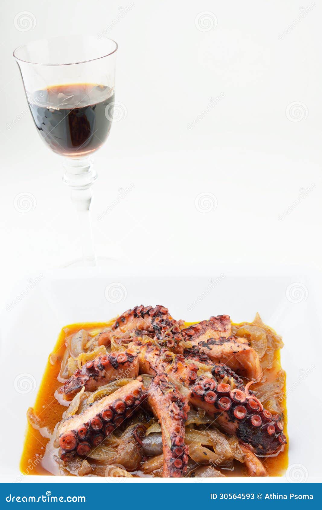 Octopus stew and red wine stock image. Image of aquarium - 30564593