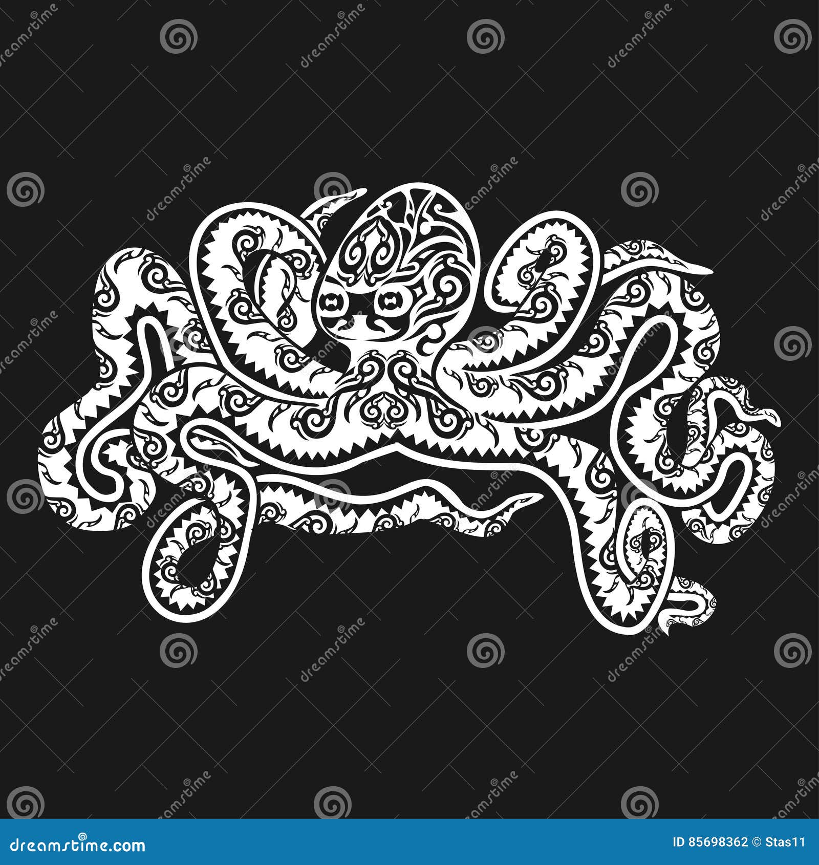 Octopus Tattoo Vector Illustration | CartoonDealer.com #56839950