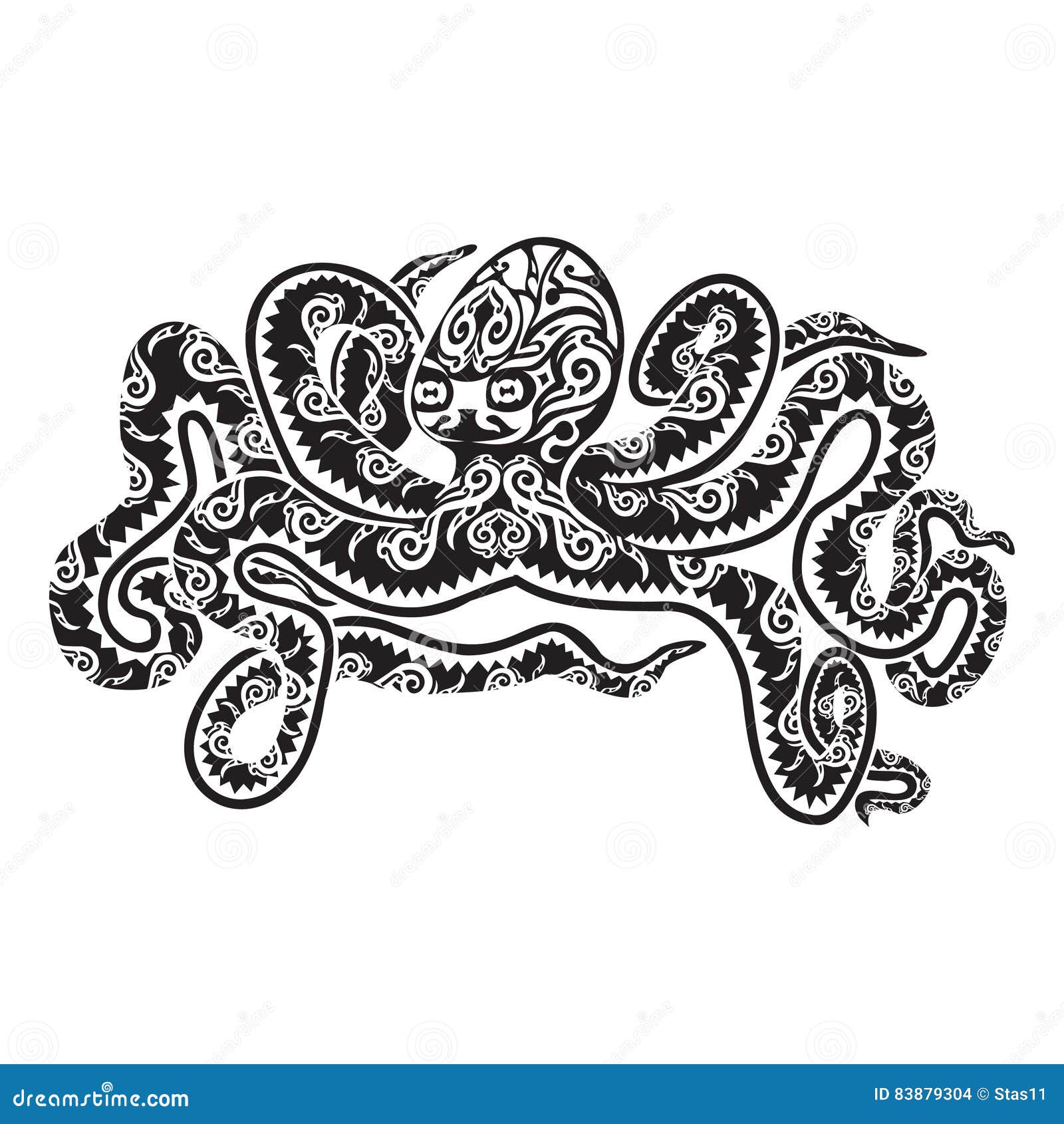 Octopus Tattoo in Maori Style. Vector Illustration EPS10 Stock Vector ...