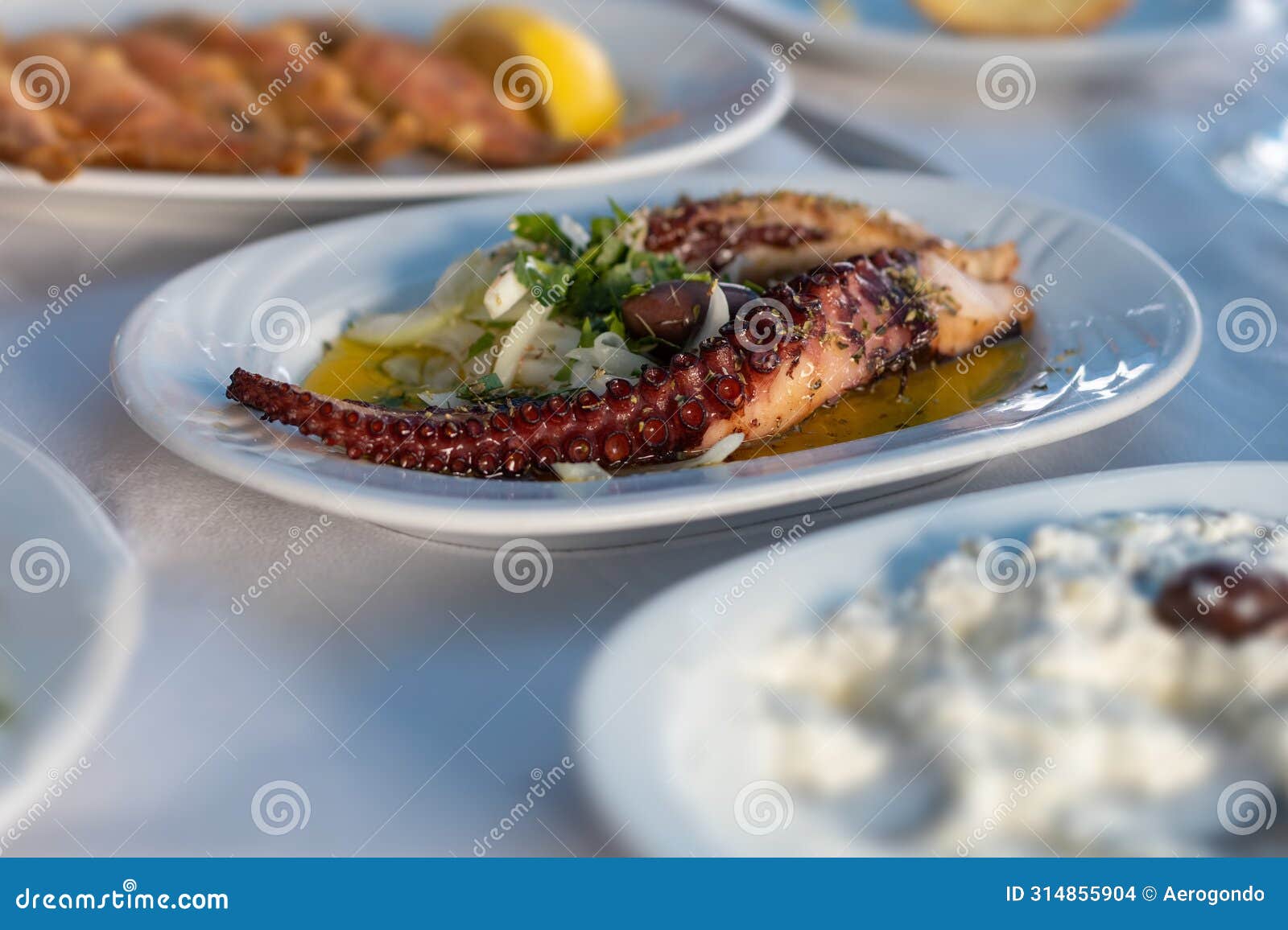 Octopus Tentacle Dish Served in Plate Stock Photo - Image of tasty ...