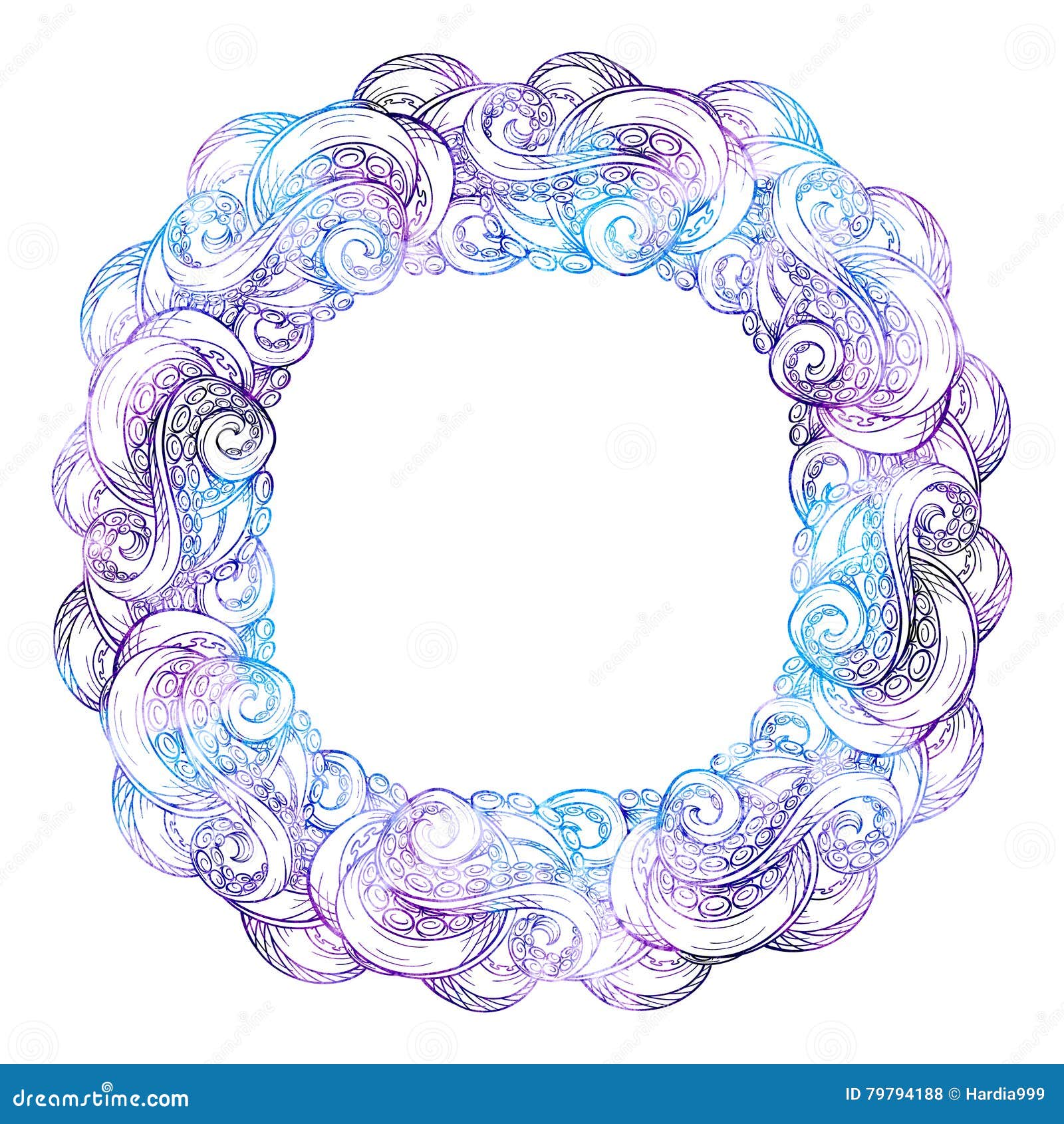 Octopus tentacles frame stock illustration. Illustration of blue - 79794188