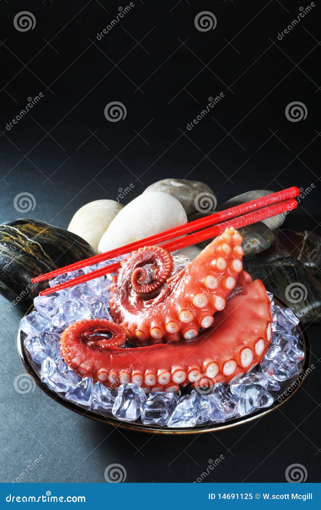 Octopus tentacles on ice stock image. Image of chopstick - 14691125
