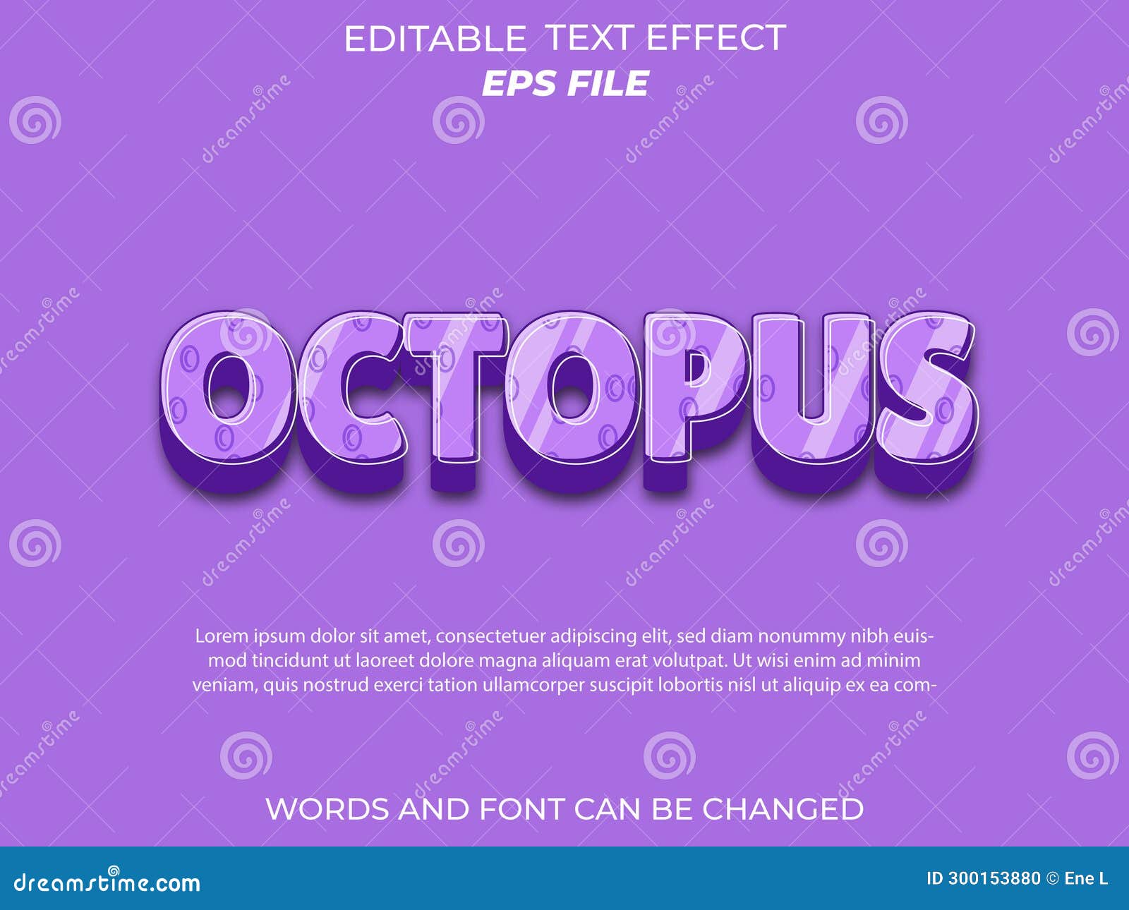 Octopus Text Effect, Font Editable, Typography, 3d Text. Vector ...