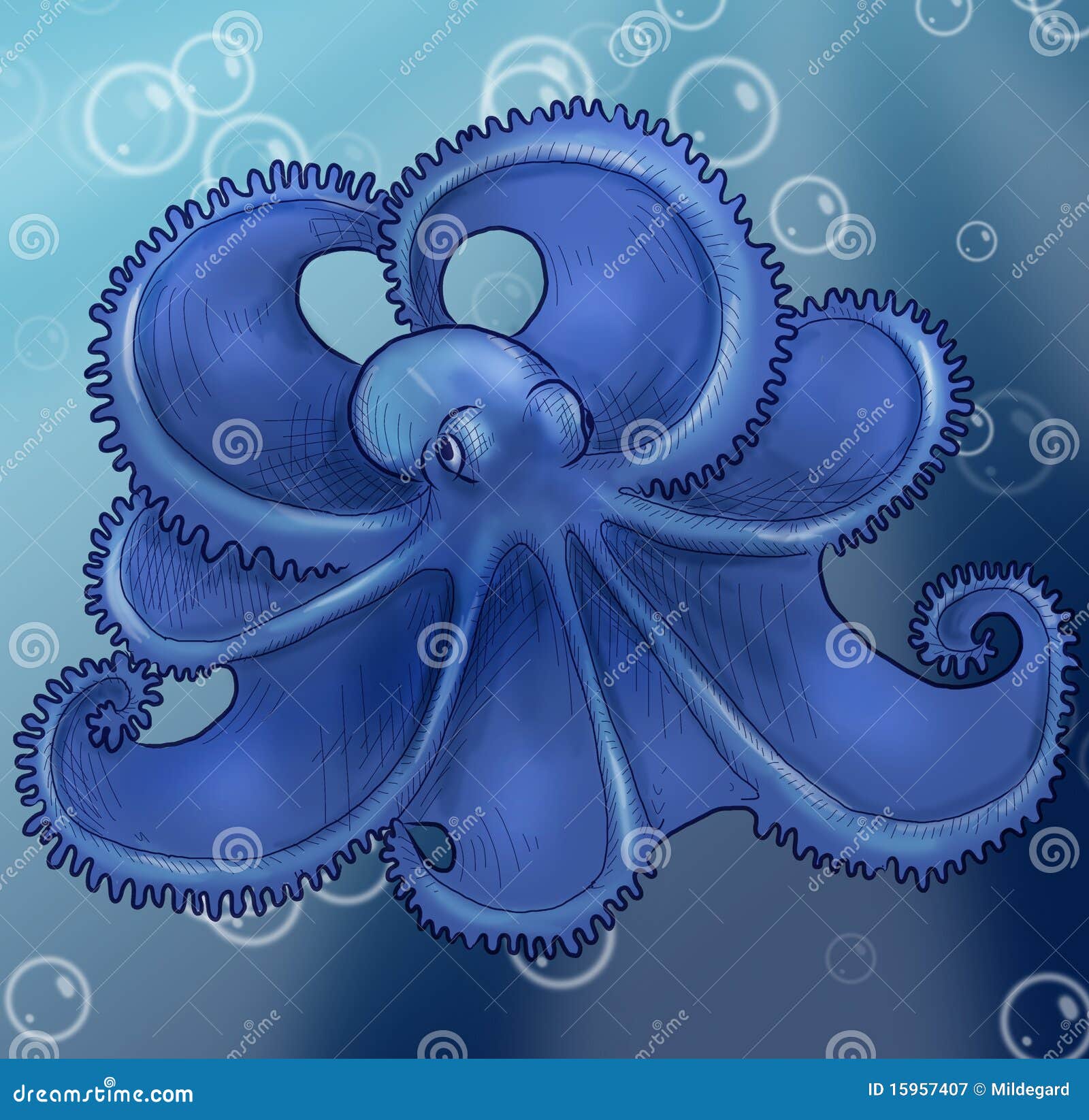 Octopus Underwater with Bubbles Stock Illustration - Illustration of ...
