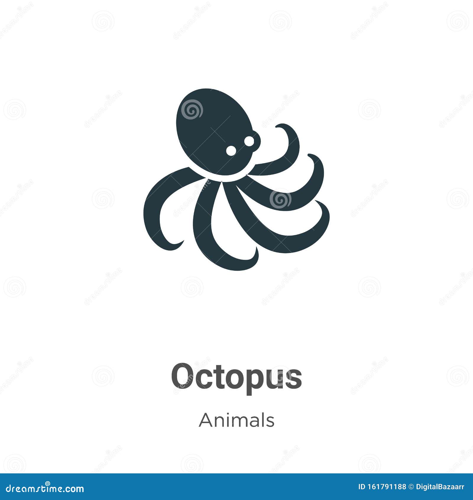 Octopus Vector Icon on White Background. Flat Vector Octopus Icon ...