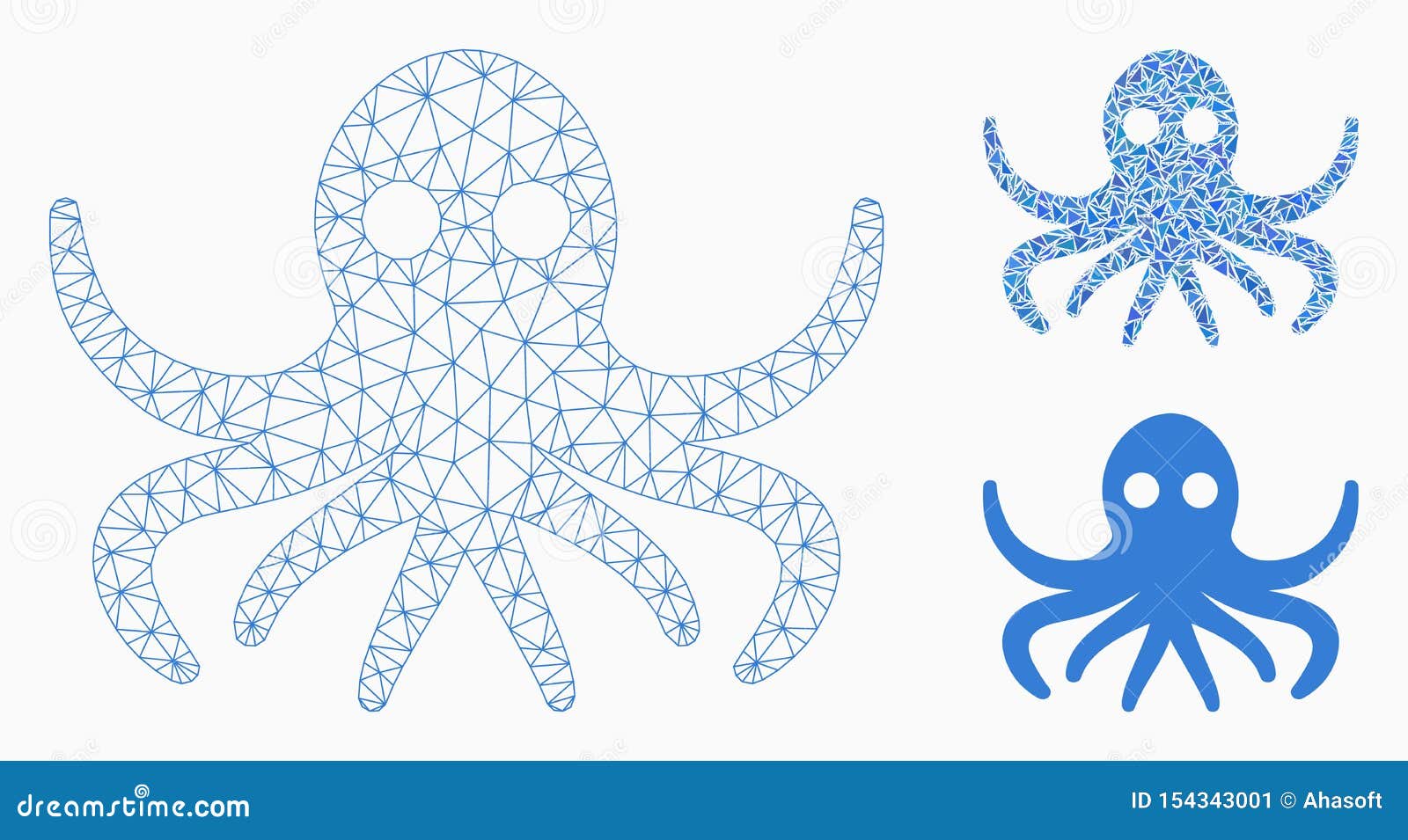 Octopus Vector Mesh Wire Frame Model and Triangle Mosaic Icon Stock ...
