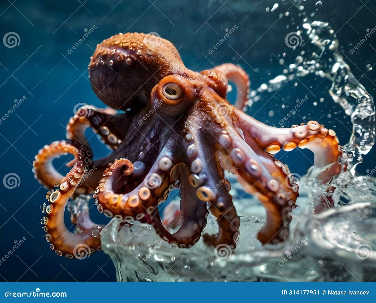 Octopus in water tank. stock illustration. Illustration of tank - 314177951