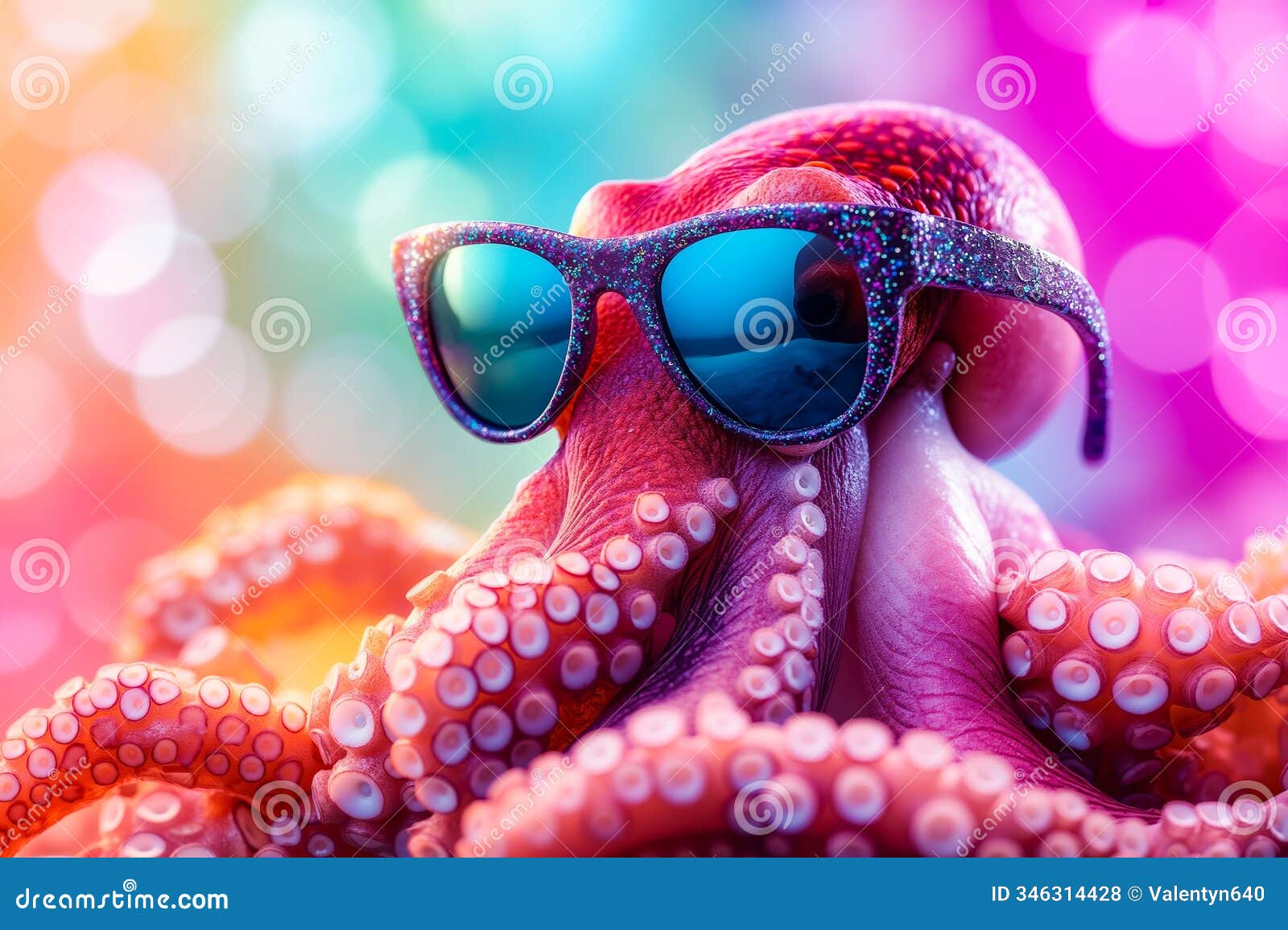 An Octopus Wearing Headphones DJs At An Underwater Console At A Party ...