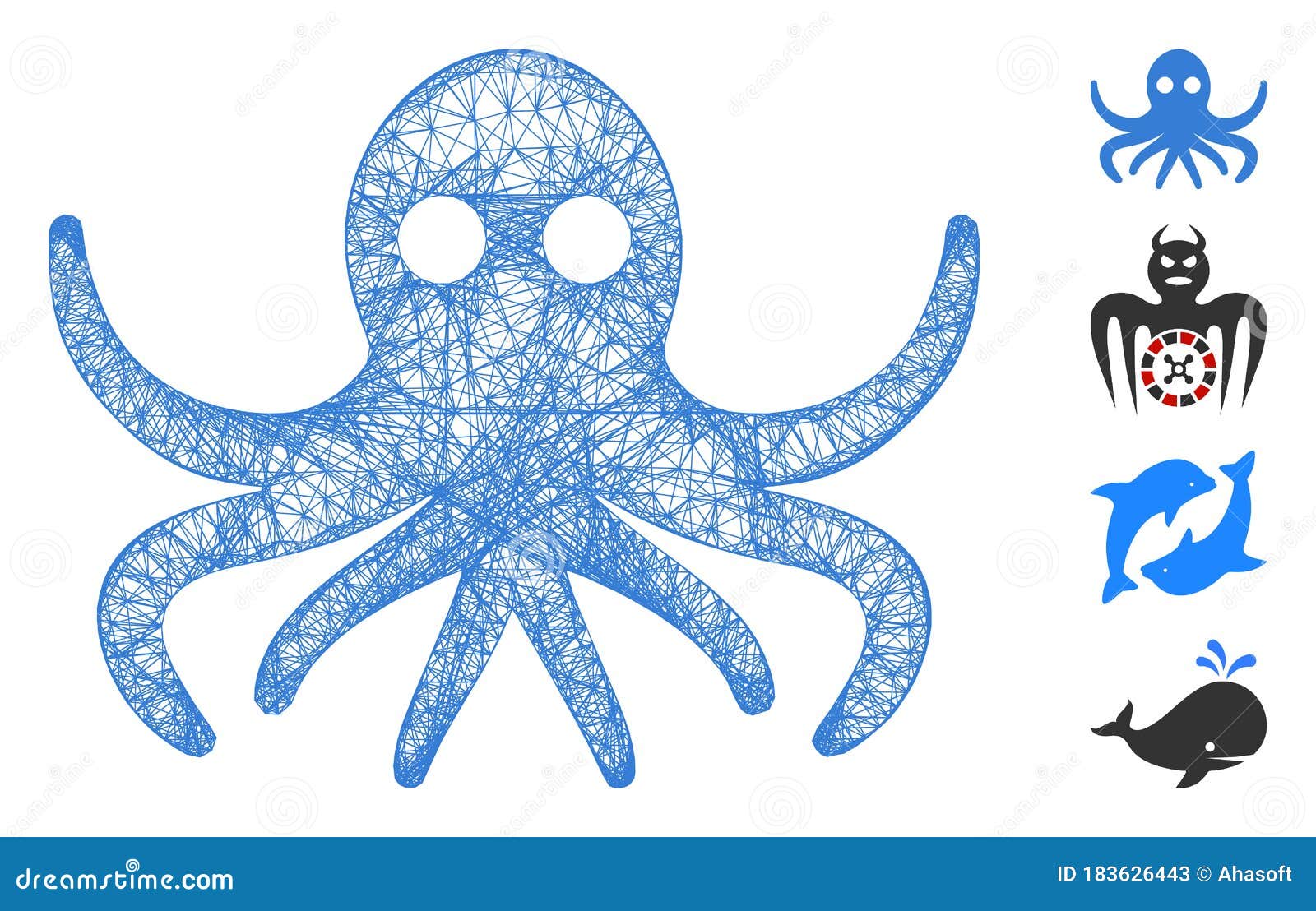 Octopus Web Vector Mesh Illustration Stock Illustration - Illustration ...
