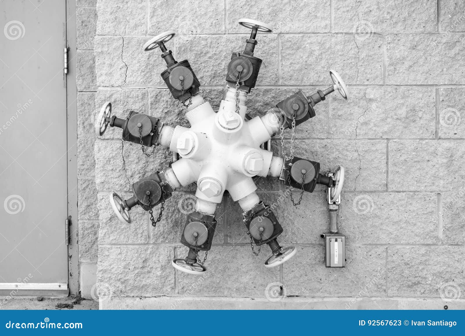 Octuplets Wall Mounted Fire Hydrant Valves Stock Image - Image of ...
