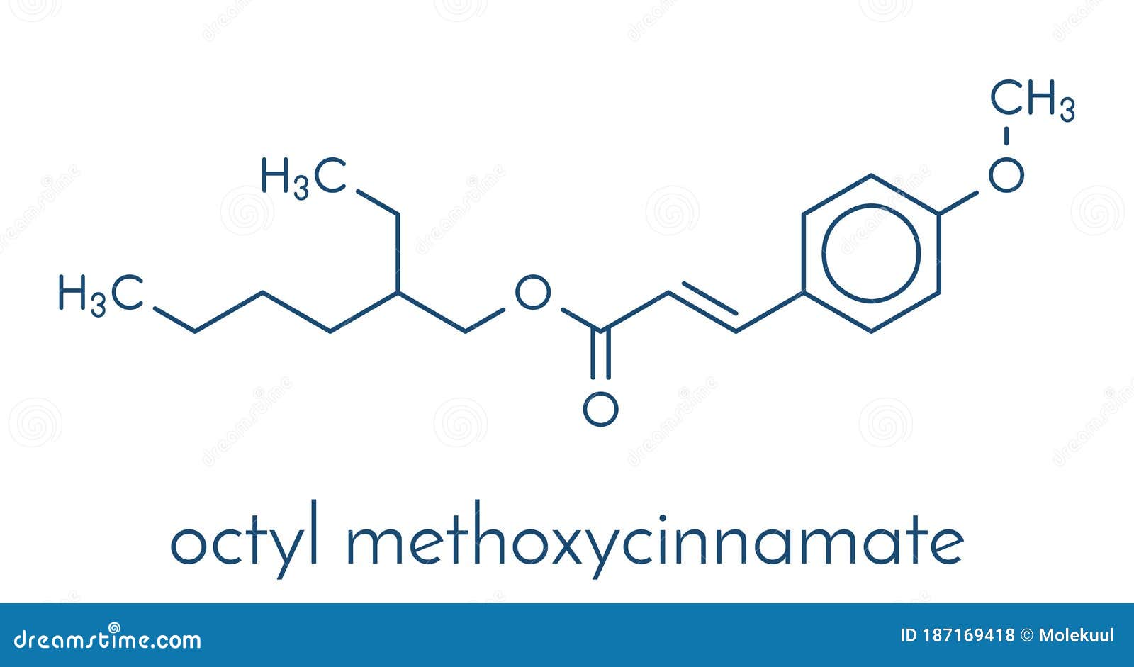 Octyl Methoxycinnamate Octinoxate Sunscreen Molecule. Skeletal Formula ...