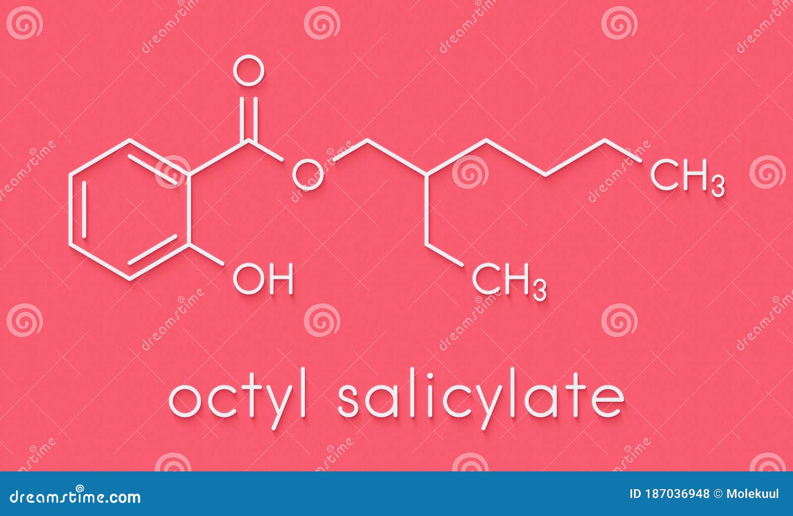 Octyl Salicylate Octisalate Sunscreen Molecule UV Filter. Skeletal ...