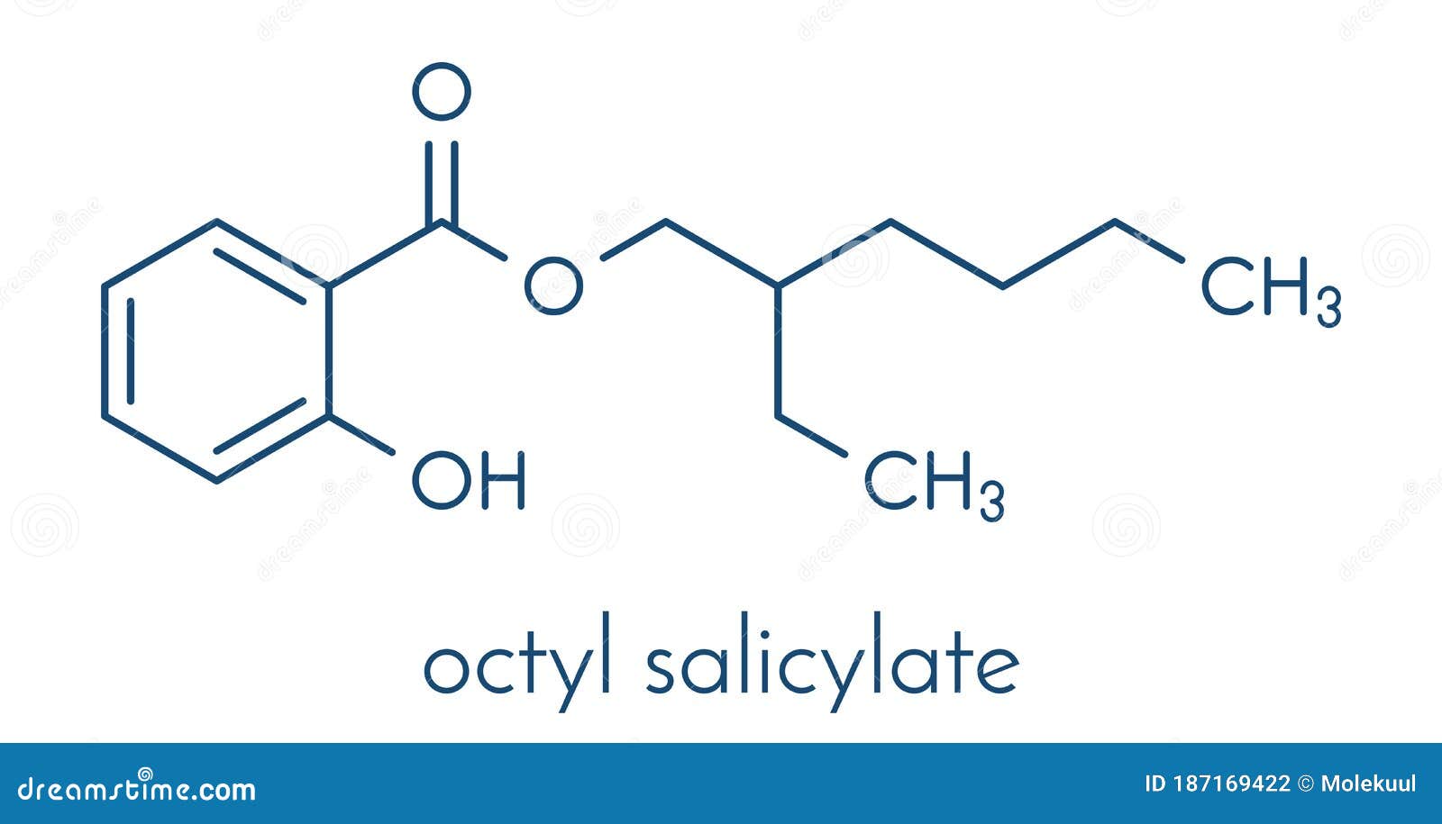 Octyl Salicylate Octisalate Sunscreen Molecule UV Filter. Skeletal ...