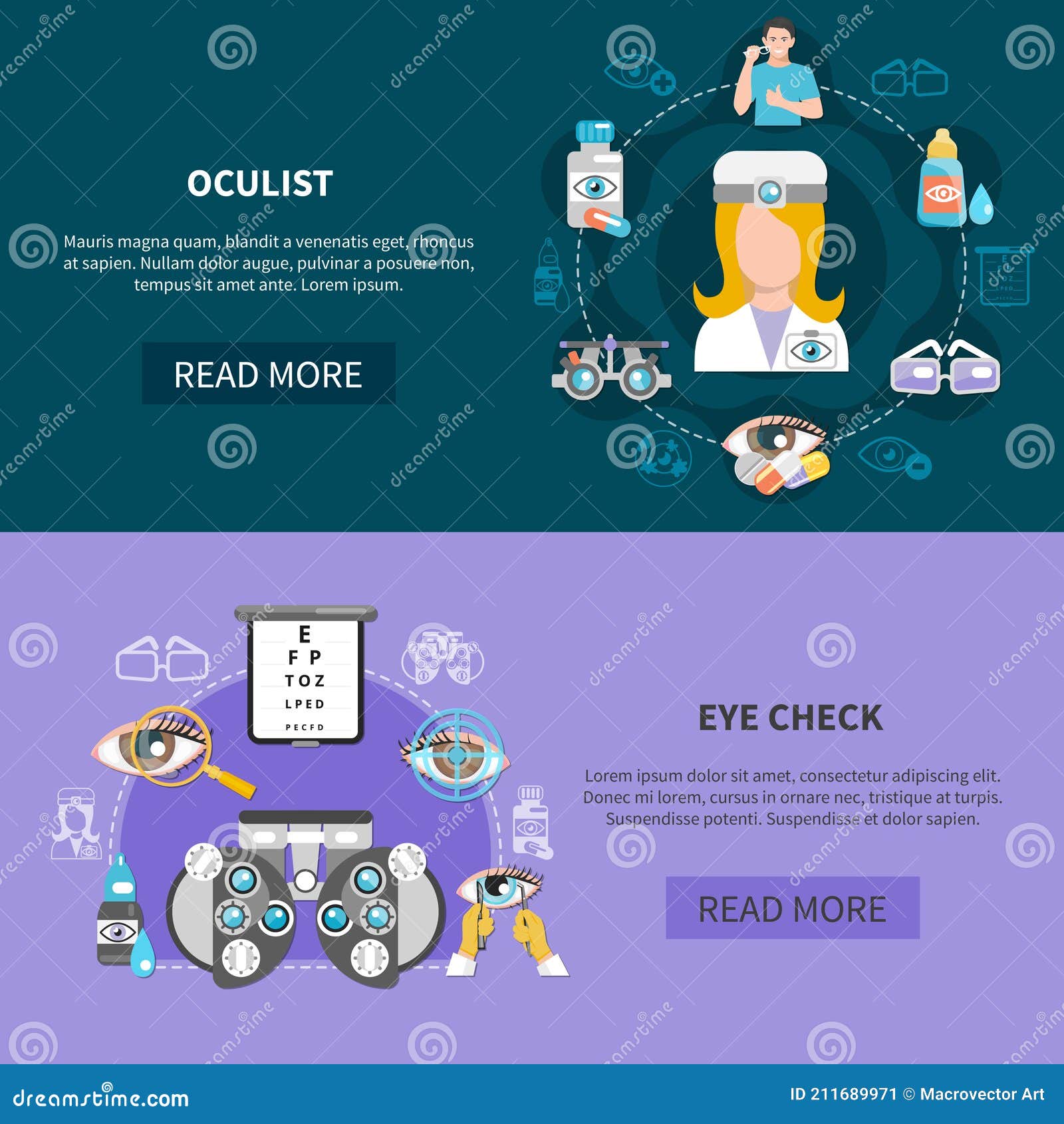 Oculist Eye Test Banners stock vector. Illustration of banner - 211689971