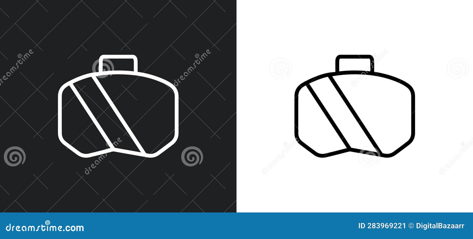 Oculus Rift Outline Icon in White and Black Colors. Oculus Rift Flat ...