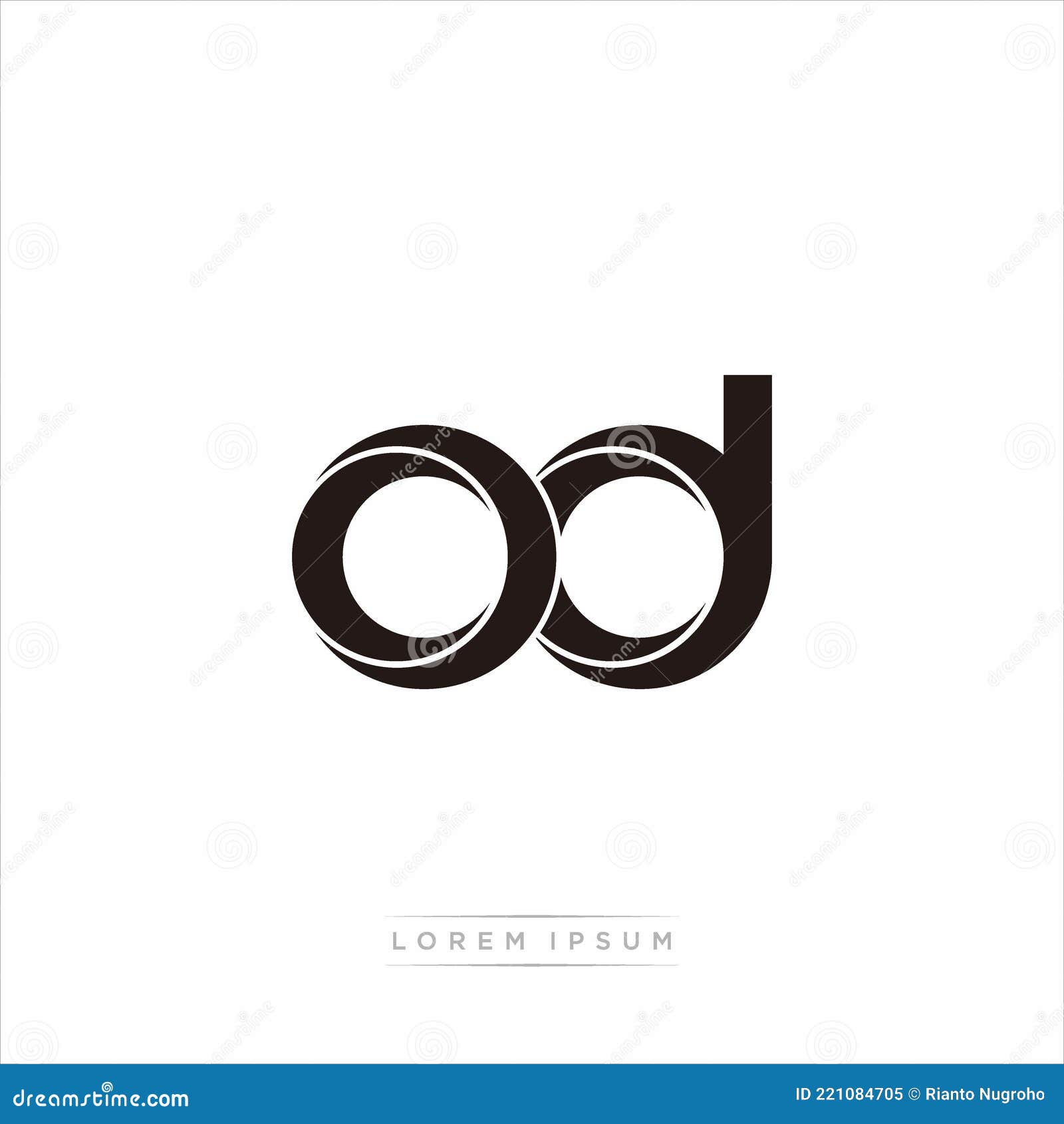 Od Initial Letter Split Lowercase Modern Monogram Linked Outline ...