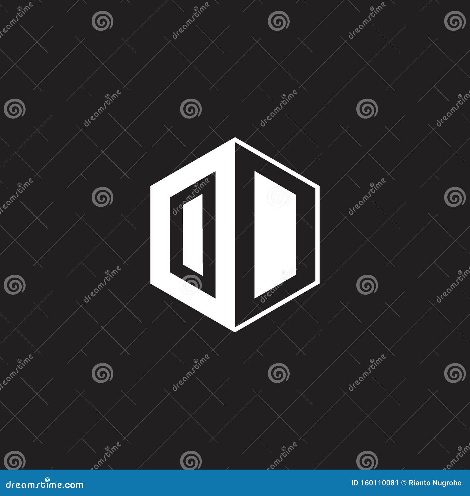 OD Logo Monogram Hexagon with Black Background Negative Space Style ...