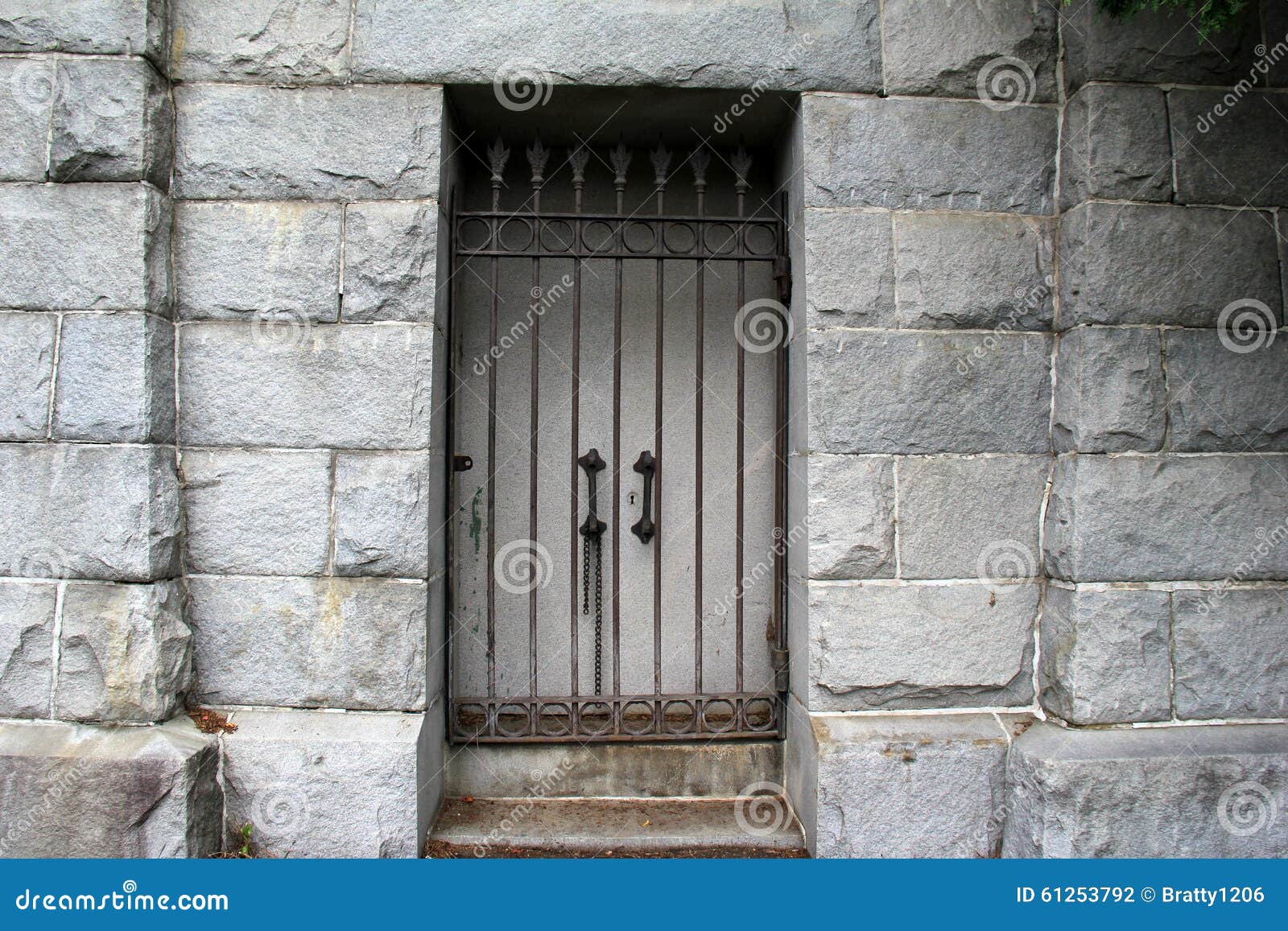 Od Stone Crypt with Locked Doors Behind Cast Iron Gate Stock Photo ...