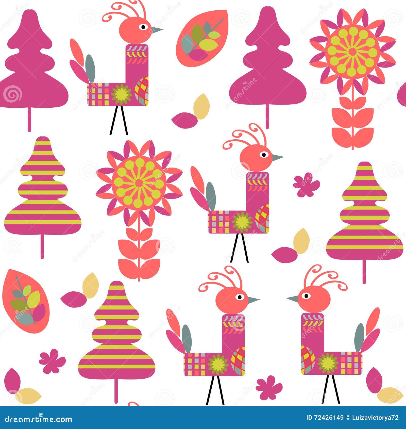 Odd Birds Seamless Kids Pattern and Seamless Pattern in Swatch M Stock ...