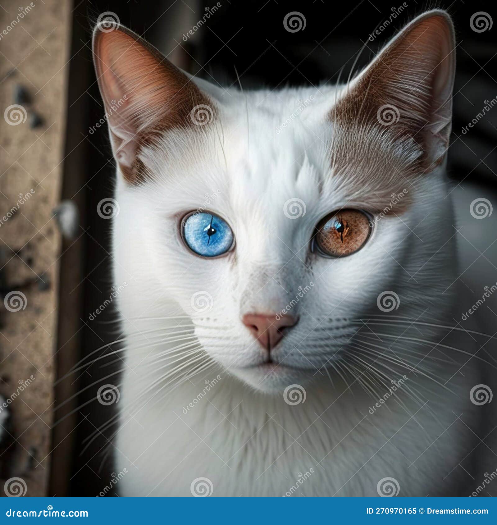 Odd-eyed White Cat Close Up Shot, Generative AI Stock Illustration ...