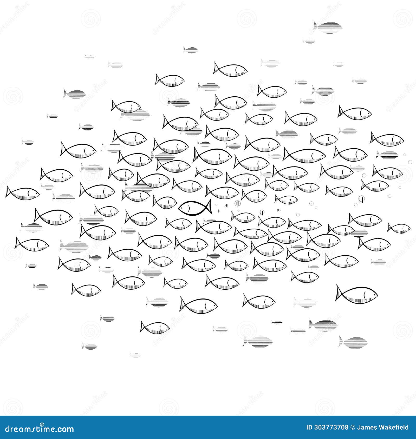 Odd Fish Going the Wrong Way Stock Vector - Illustration of financial ...