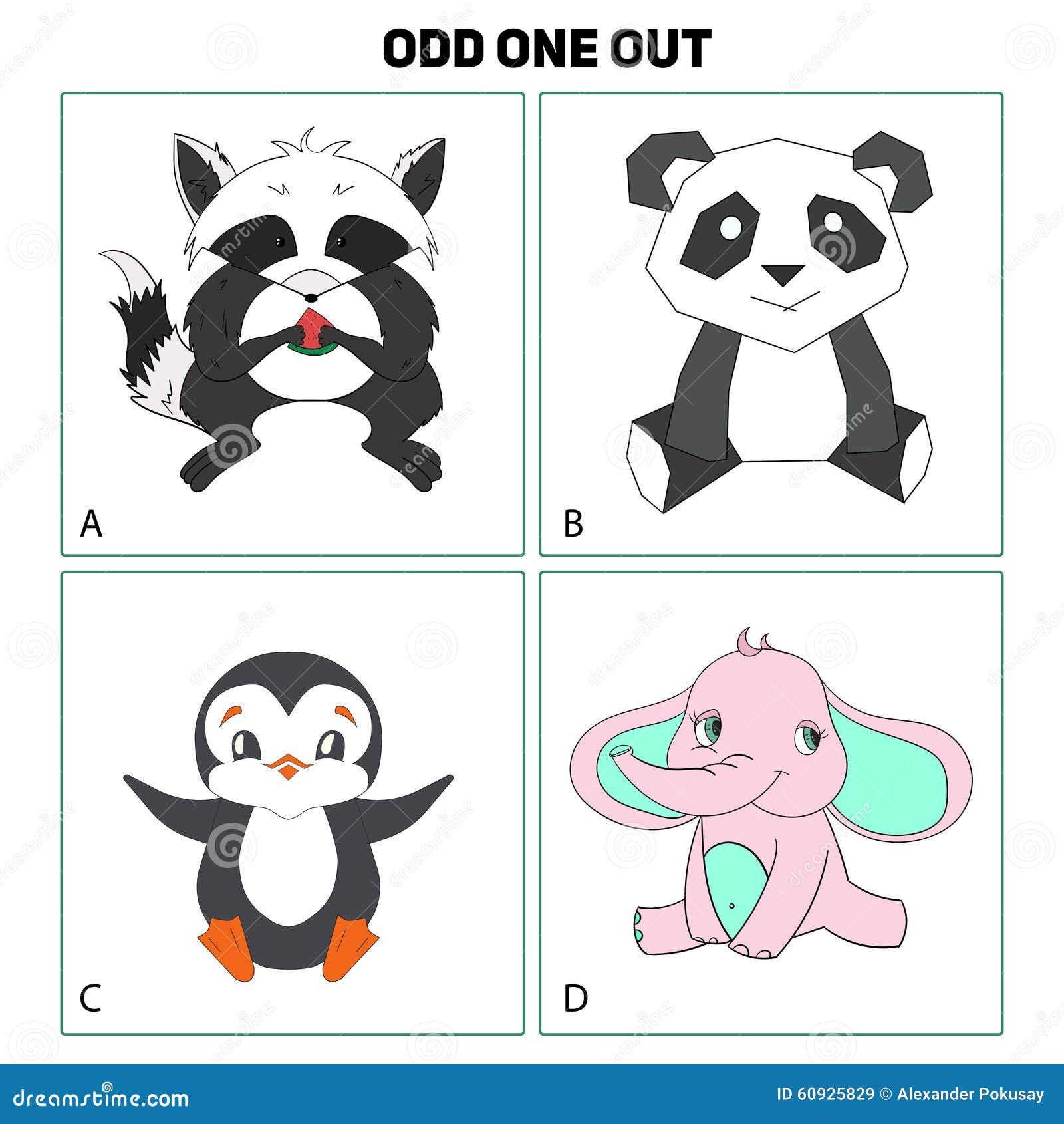 Odd One Out Child Game Vector Illustration Stock Vector - Illustration ...
