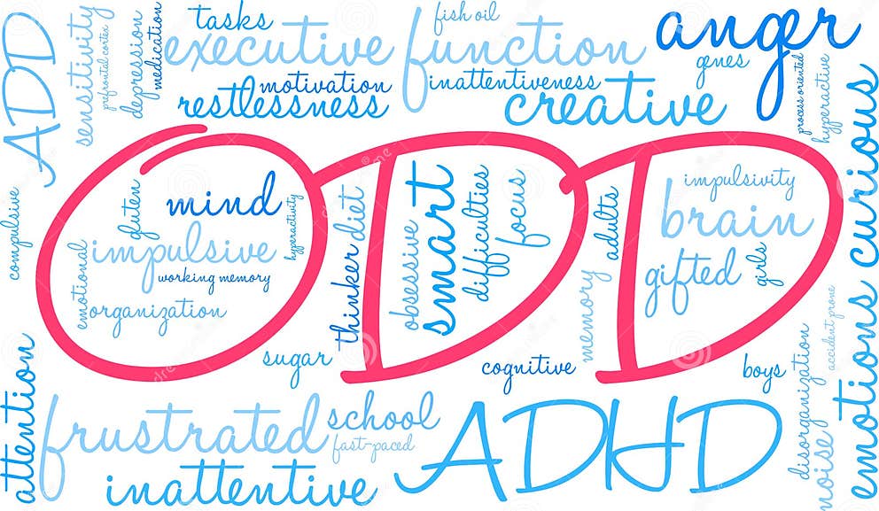 ODD Word Cloud stock de ilustración. Ilustración de hiperactivo - 103135285