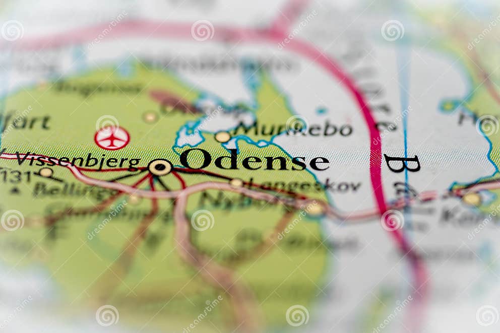 Odense, Denmark Highlighted on a World Map Stock Photo - Image of zoom ...