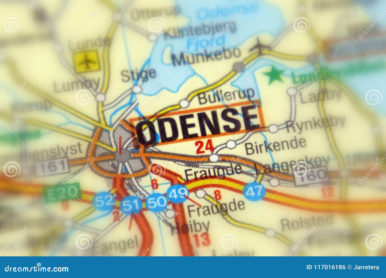 Odense, a city in Denmark. stock photo. Image of cartography - 117016186