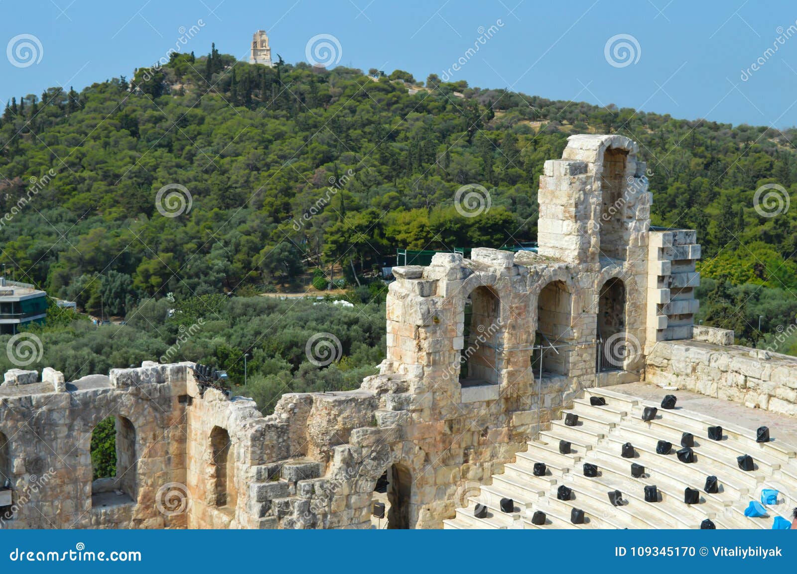 Odeon of Herodes Atticus in Acropolis in Athens, Greece on June 16 ...