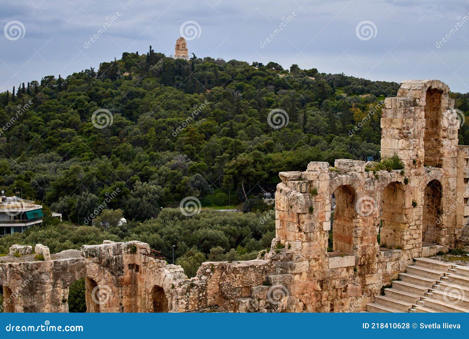 The Odeon of Herodes Atticus Stock Photo - Image of background ...